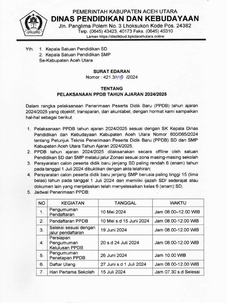 Edaran PPDB 2024 | PDF