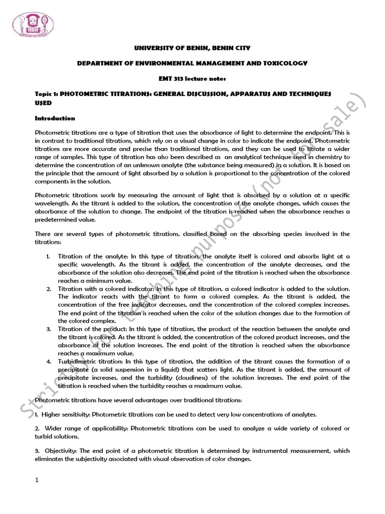 EMT 313 Lecture 1 To 5 2023 and 2024 Session Word | PDF | Titration ... EMT 313 Lecture 1 To 5 2023 and 2024 Session Word | PDF | Titration ...