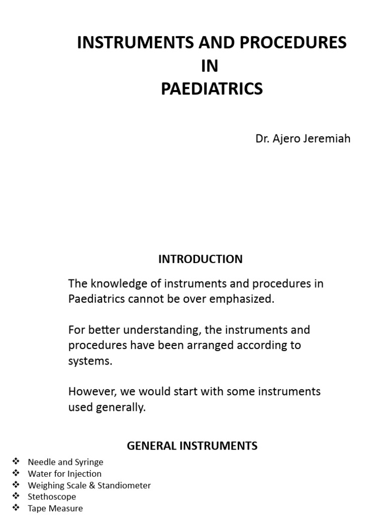 Pediatric Instruments and Procedures Guide | PDF | Asthma | Blood Plasma
