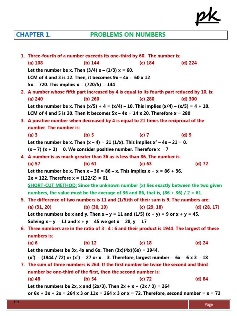 Problems On Numbers 1 Download Free Pdf Mathematics Division