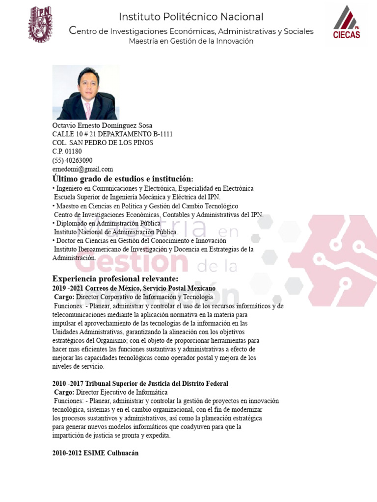 CV Octavio | PDF | Informática | México