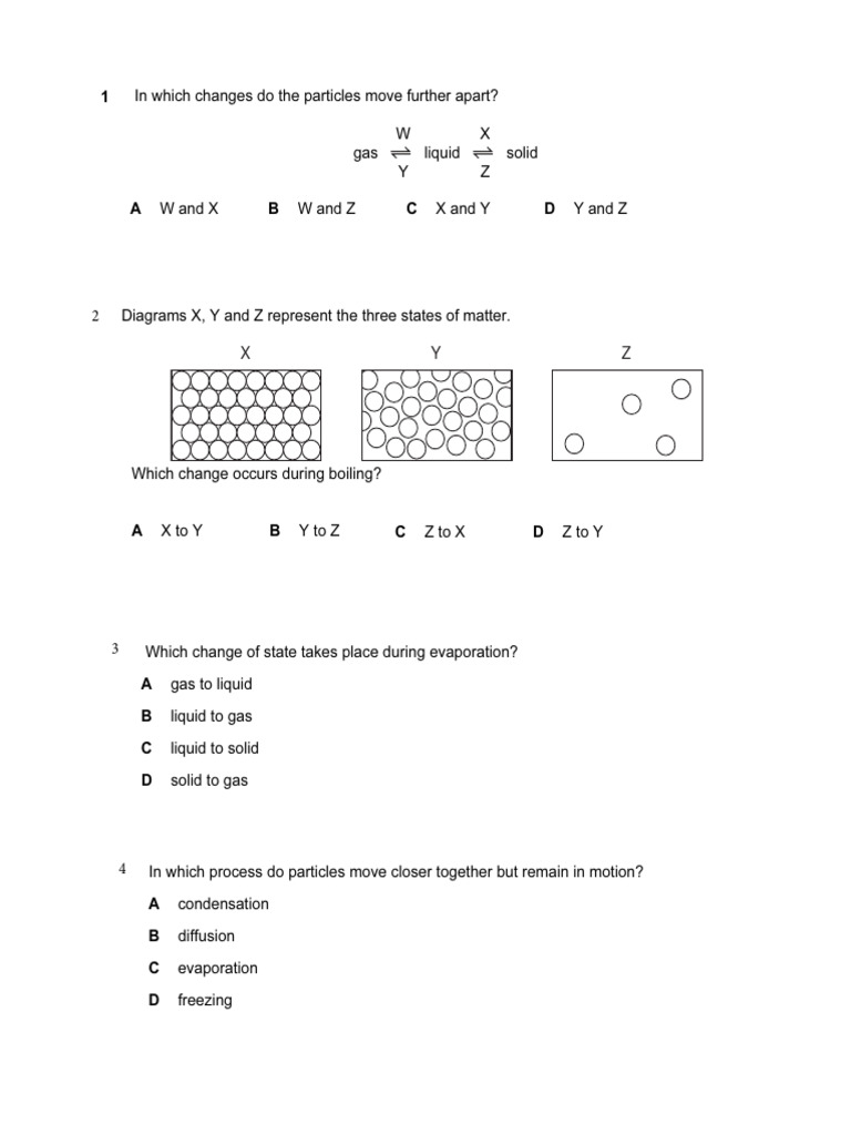 The Particulate Nature of Matter (MCQ) QP | PDF | Gases | Liquids
