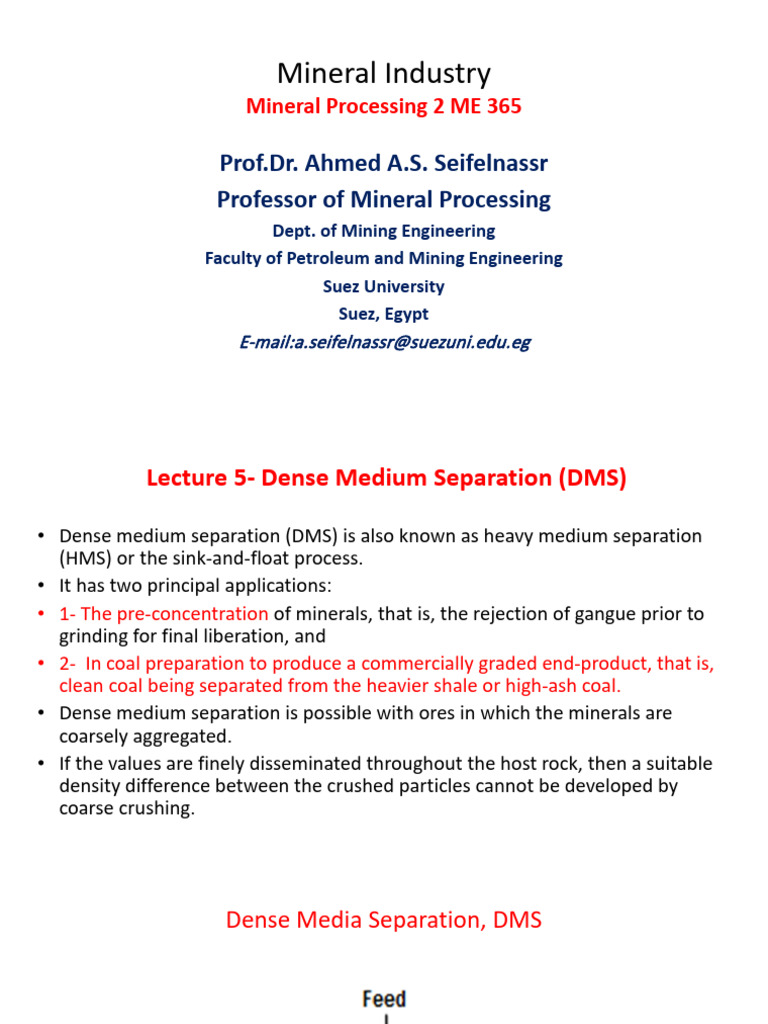 Mineral Processing 2 L5 | PDF | Density | Applied And Interdisciplinary Physics