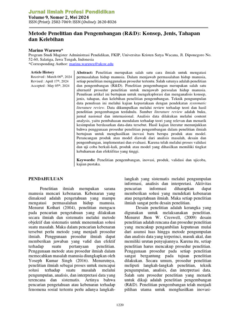 Metode Penelitian Dan Pengembangan Konsep, Jenis, Tahapan | PDF