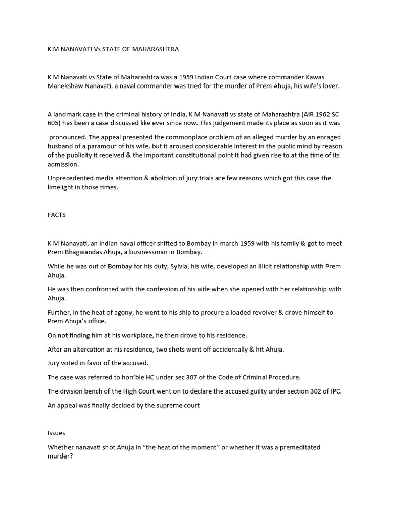 K M NANAVATI Vs STATE OF MAHARASHTRA | PDF | Public Law | Justice