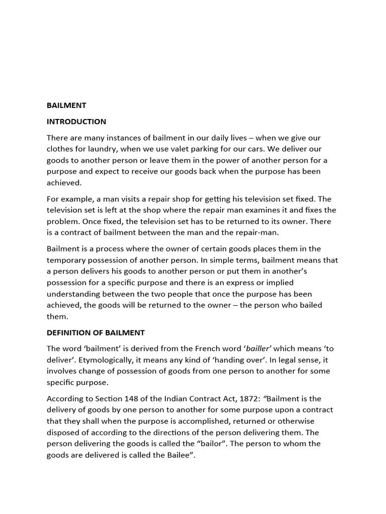 BAILMENT | PDF | Indemnity | Negligence