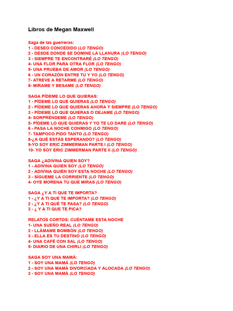 Libros de Megan Maxwell .PDF Versión 1 | PDF