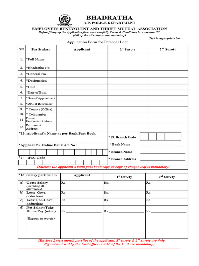 01-Personal Loan Form | PDF | Loans | Interest