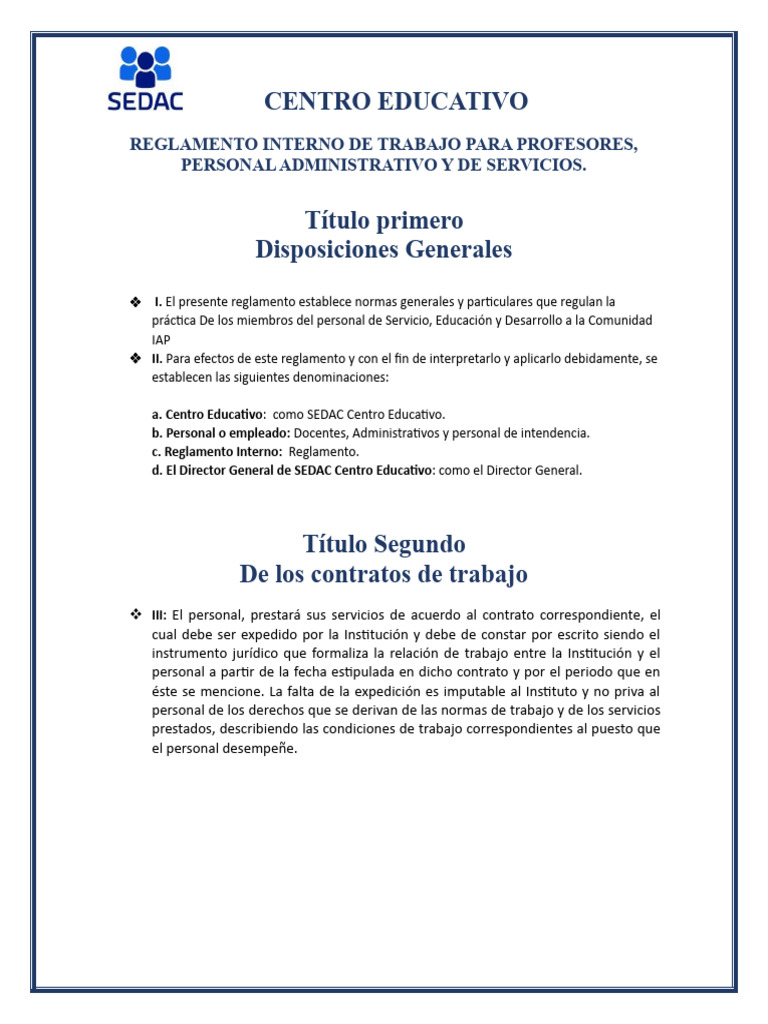 REGLAMENTO INTERNO PARA PROFESORES SEDAC. - Copia (00000003) | PDF ...