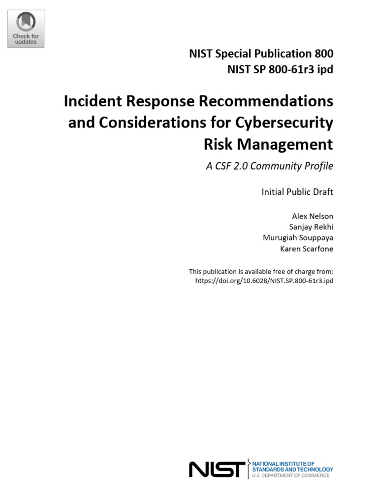 NIST Incident Response Recommendations | PDF | Computer Security | Security