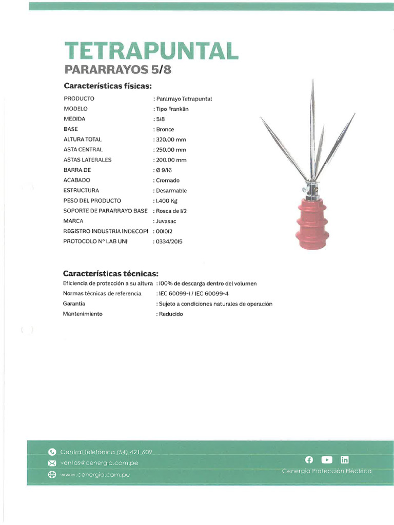 Pararrayos - Tetrapuntal - 1 | PDF