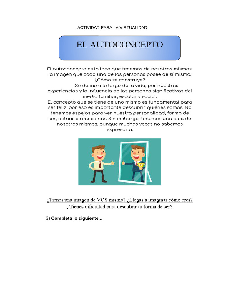 Descubre Tu Autoconcepto | PDF | Relaciones personales, crianza y ...