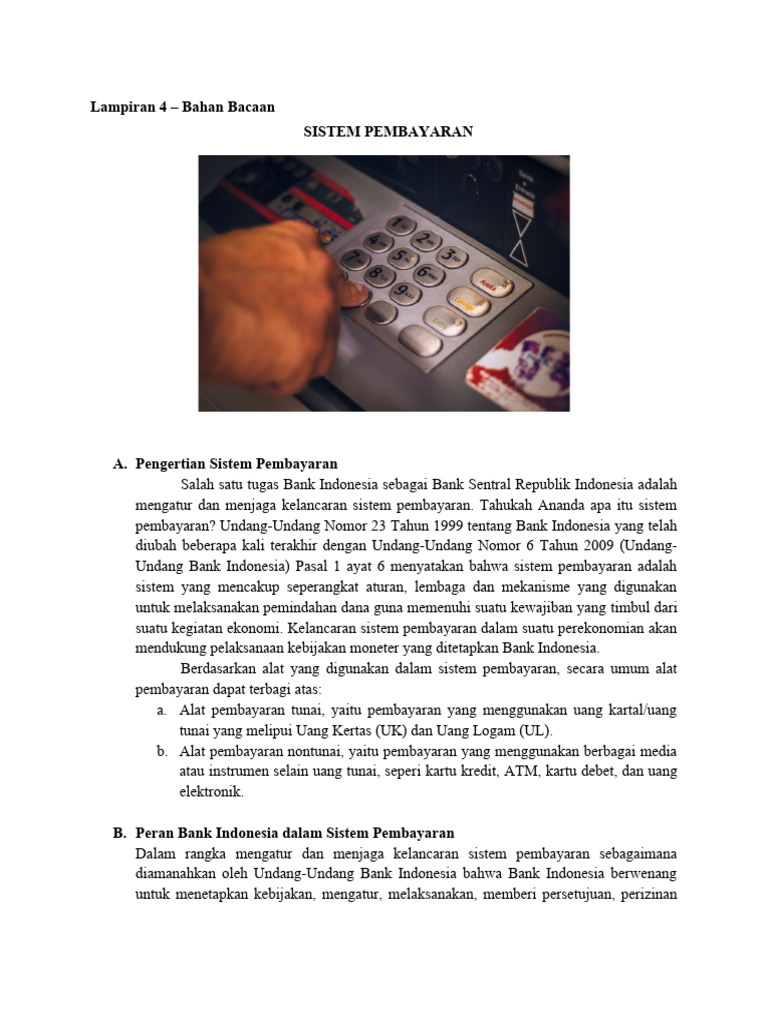 Peran BI dalam Sistem Pembayaran | PDF | Bisnis | Pengelolaan Keuangan & Uang