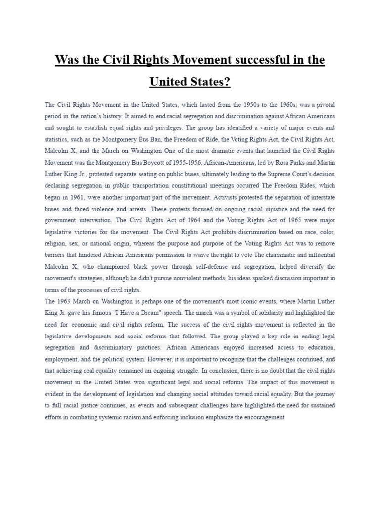 Civil Rights Essay | PDF | Discrimination & Race Relations | Politics ...