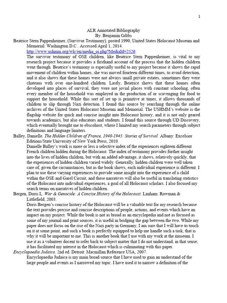 Bibliography Benjamin Gibbs | PDF | The Holocaust