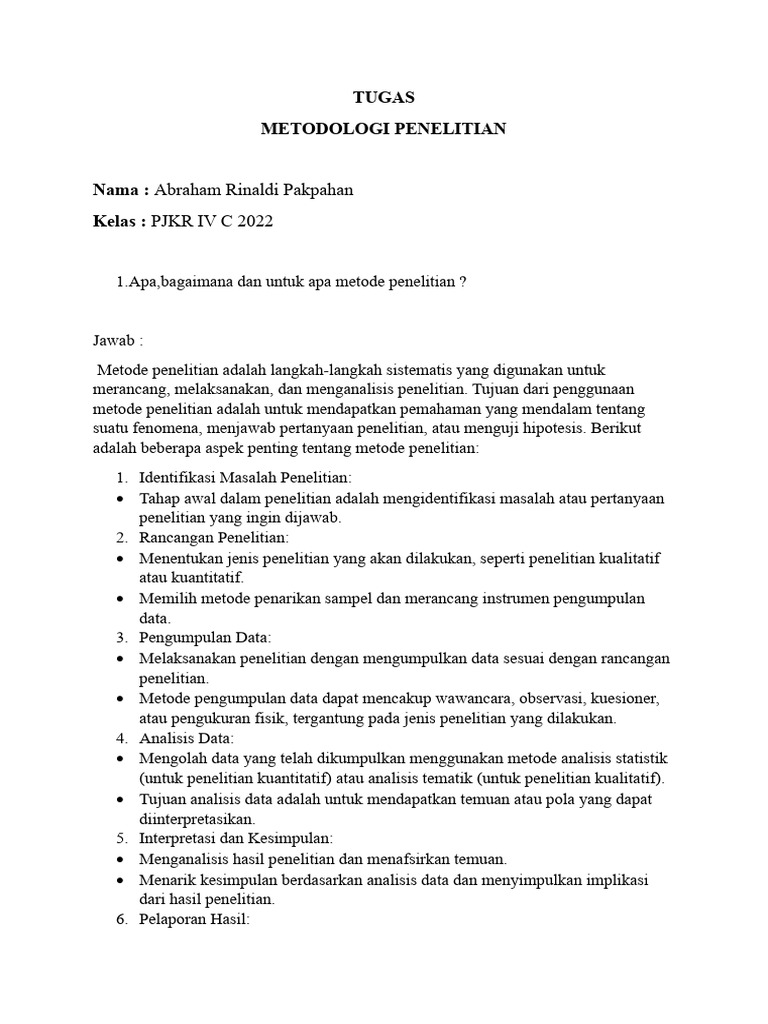 TUGAS Metodologi Penelitian | PDF | Karier & Perkembangan