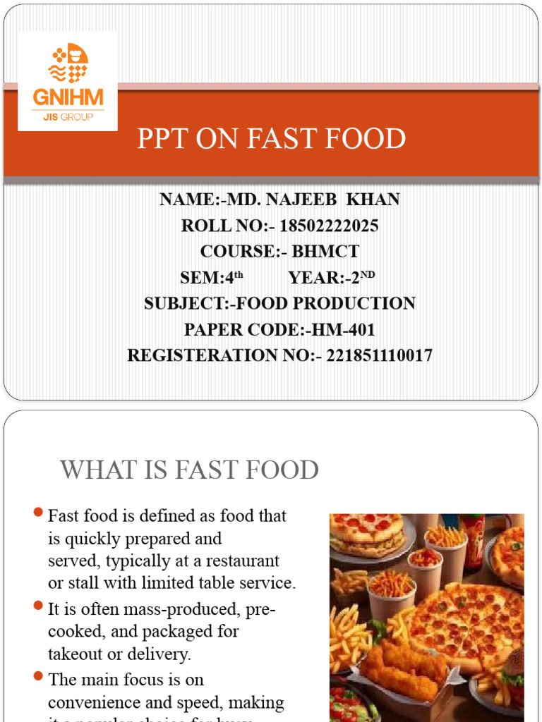 Ppt on Fast Food | Download Free PDF | Fast Food | Foods