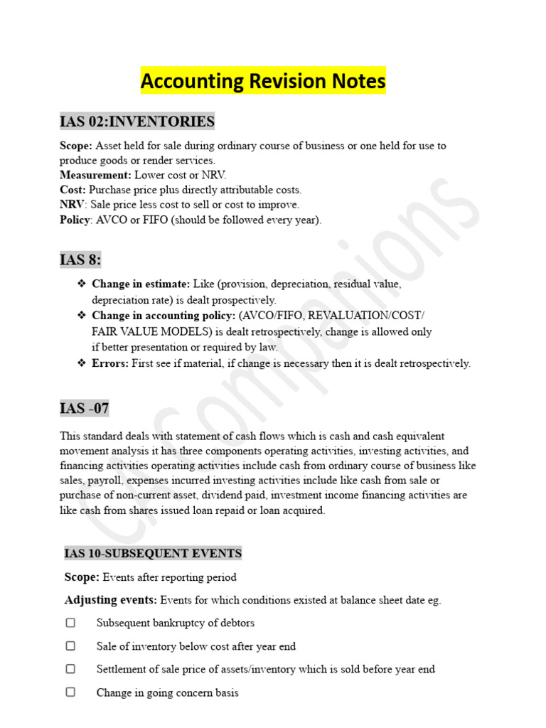 Accounting Revision Notes(CA Companions) | Download Free PDF | Deferred ...