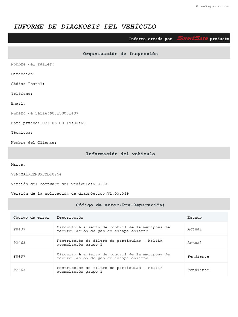 EOBD2 MA1PE2MDXF2B18254 Códigodeerror 20240603140659 | PDF