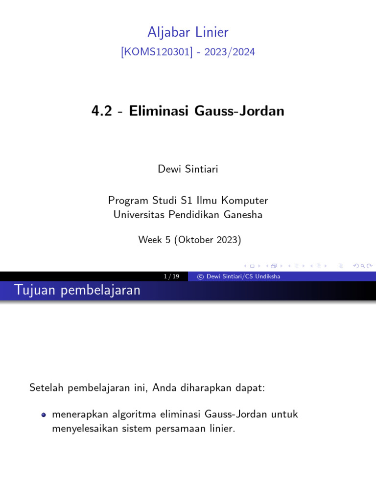 Eliminasi Gauss-Jordan: Panduan Lengkap | PDF