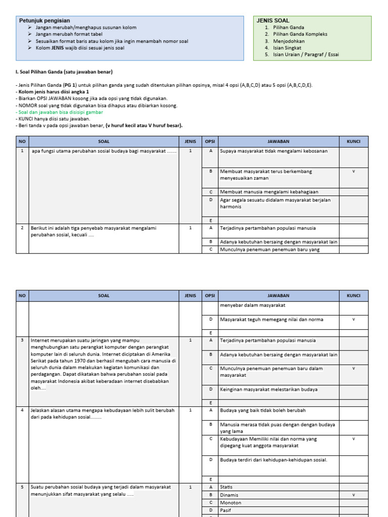 Template Soal Ilmu Pengetahuan Sosial PSAS - IPS - 9 | PDF