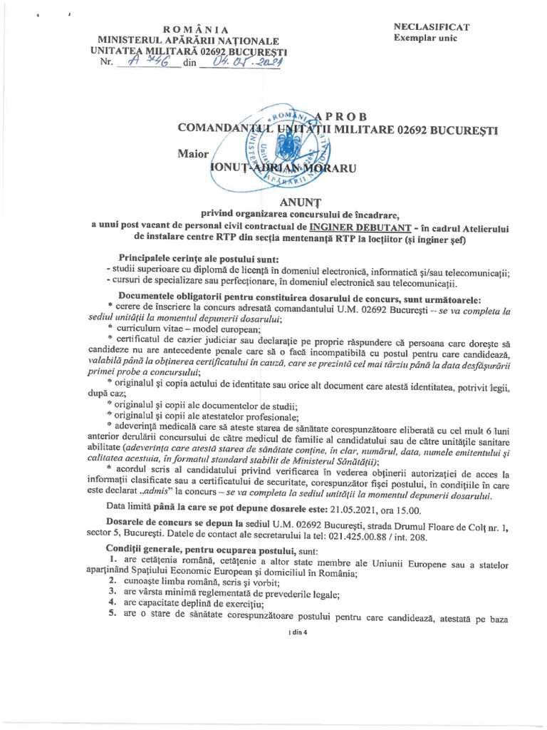 UM2692 Anunt Angajare INGINER | PDF