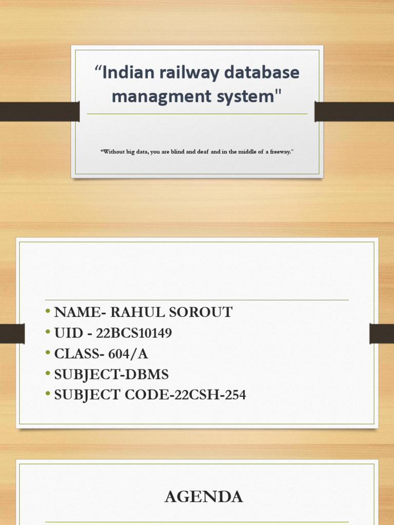 Indian Railway Database Managment System JJ | PDF | Databases | Sql