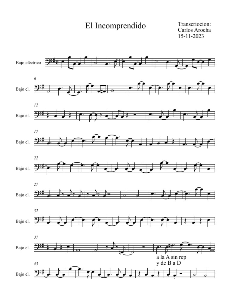 El Incomprendido - Partitura Completa | PDF