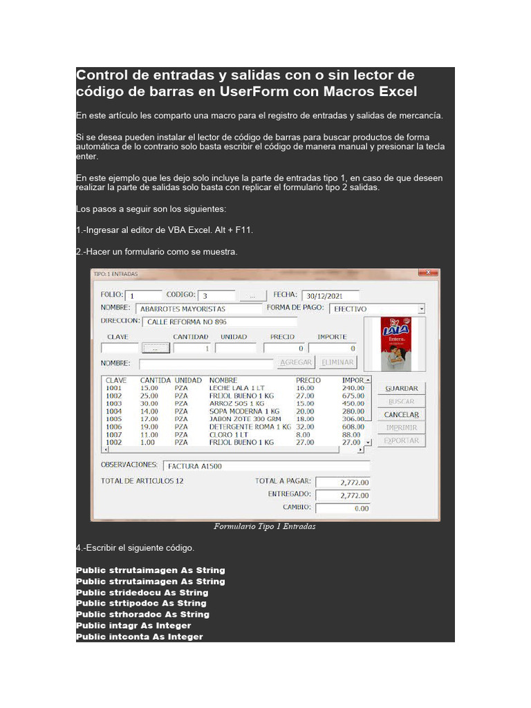 Macro Excel para Control de Inventario | PDF | Macro (informática) | Microsoft Excel