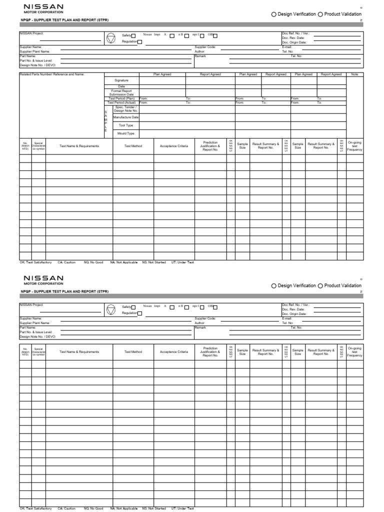 NPQP Supplier Test Plan v1.0 | PDF