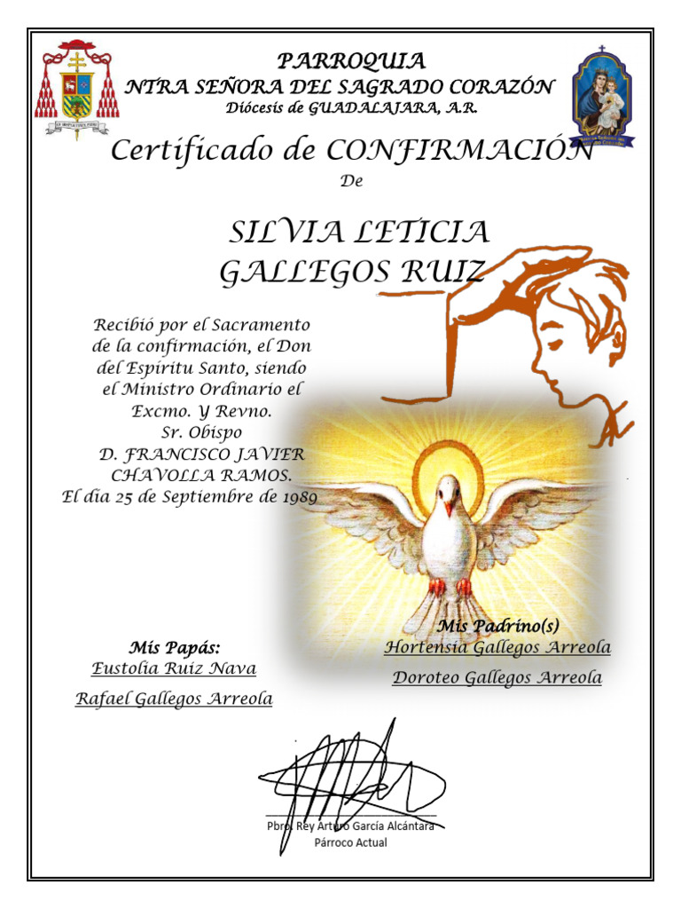 Confirmación de Silvia Gallegos 1989 | PDF
