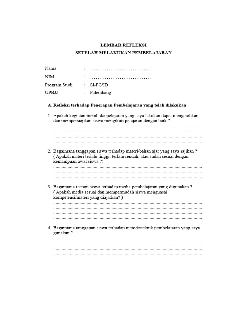 Form Lembar Refleksi Dan Apkg PKP | PDF | Karier & Perkembangan