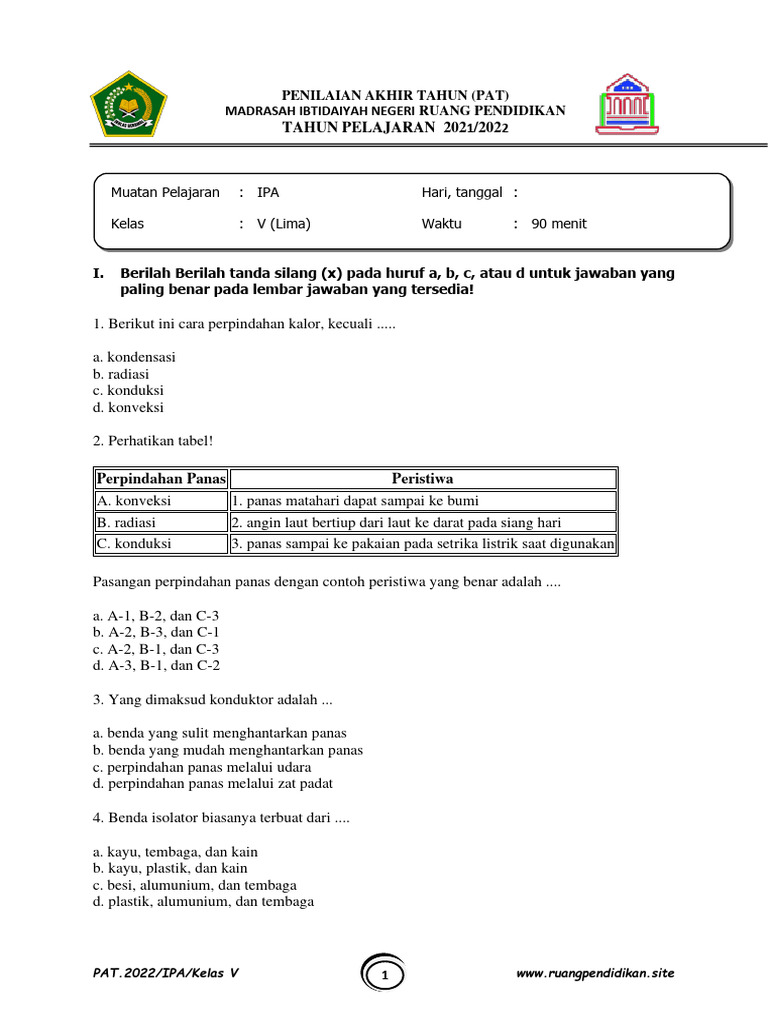 Soal Pat Ipa Kelas 5 | PDF
