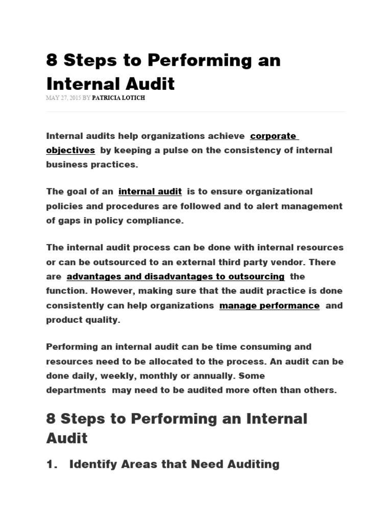 8 Steps to Performing an Internal Audit | PDF | Audit | Internal Audit