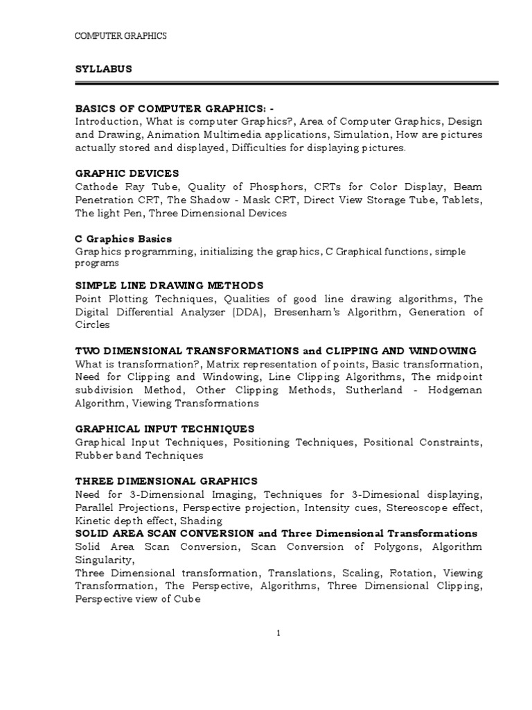 Computer Graphics BCA 33 | PDF | Computer Monitor | Computer Graphics