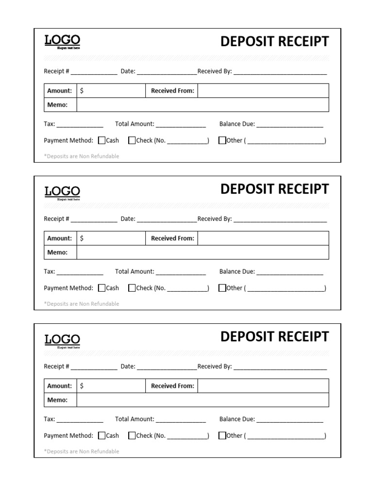 Deposit Receipt Template | PDF | Finance & Money Management