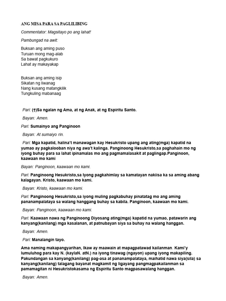 funeral mass guide | PDF