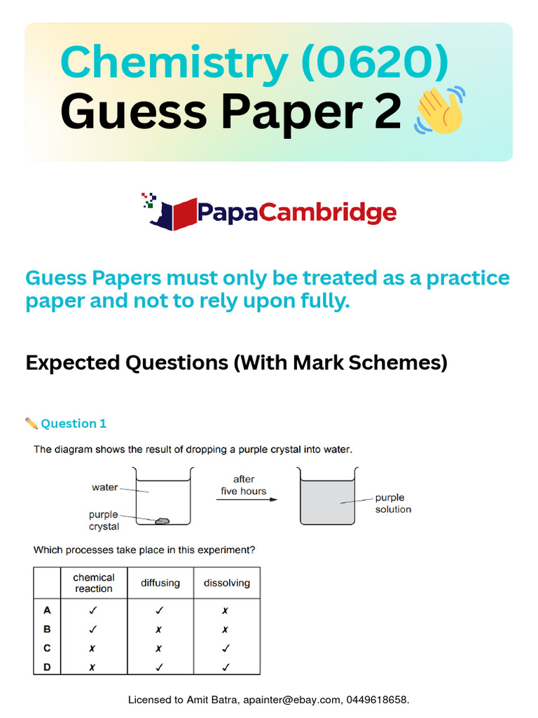 IGCSE Chemistry Paper 2 Guess Paper | PDF | Games & Activities | Home ...
