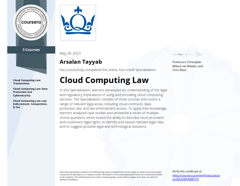 Cloud Computing Law Courasera | PDF