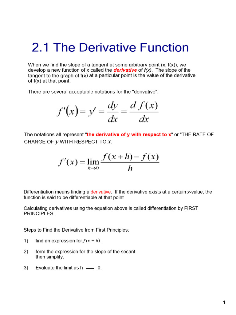 2.1 A Derivatives (1) | PDF | Derivative | Slope