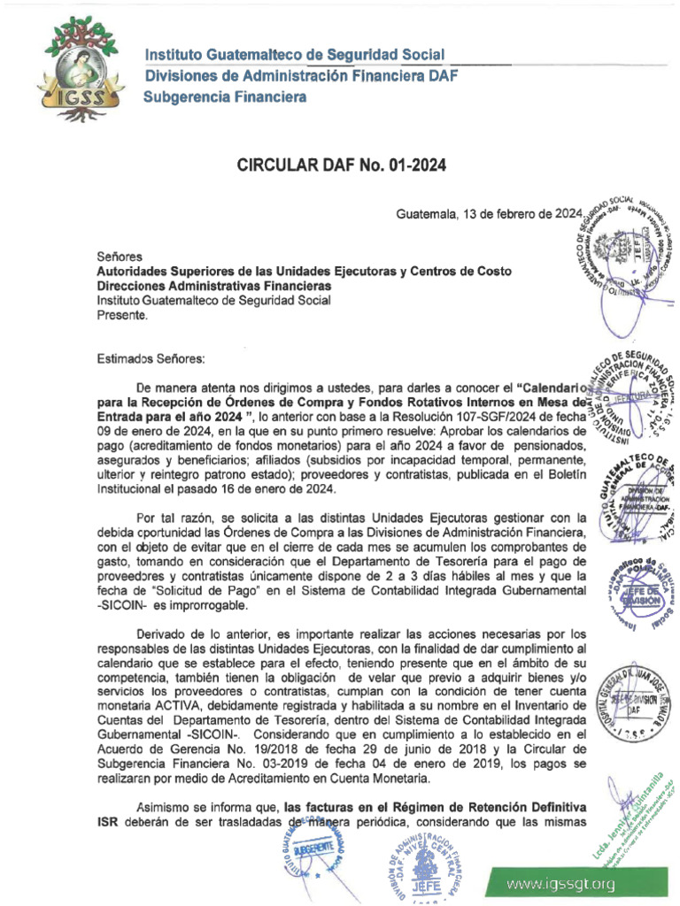 CIRCULAR DAF 01-2024 | PDF