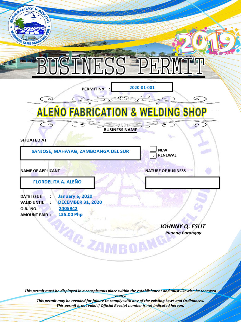 BUSINESS PERMIT -2019 | PDF