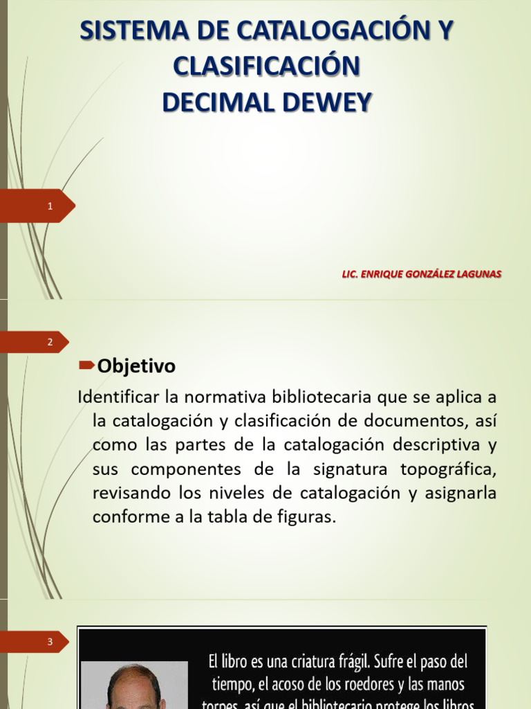 Sistema de Catalogación y Clasificación Decimal Dewey | PDF | Libros ...