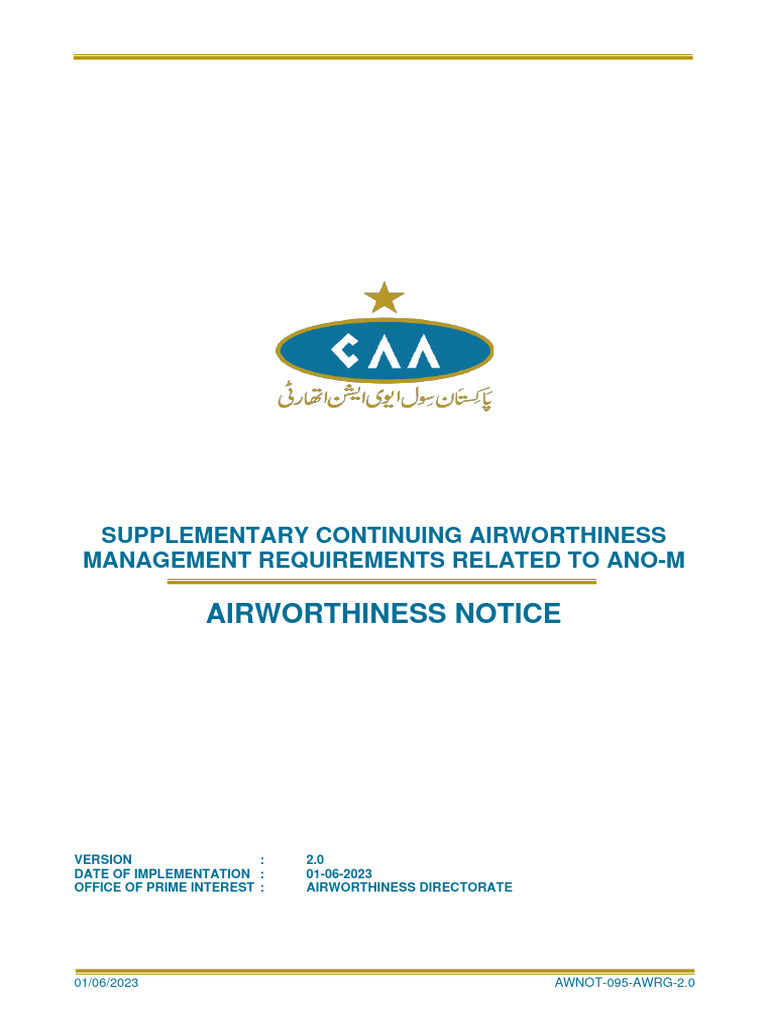 Awnot-095-Awrg-2.0 - Supplementary Continuing Airworthiness Management ...