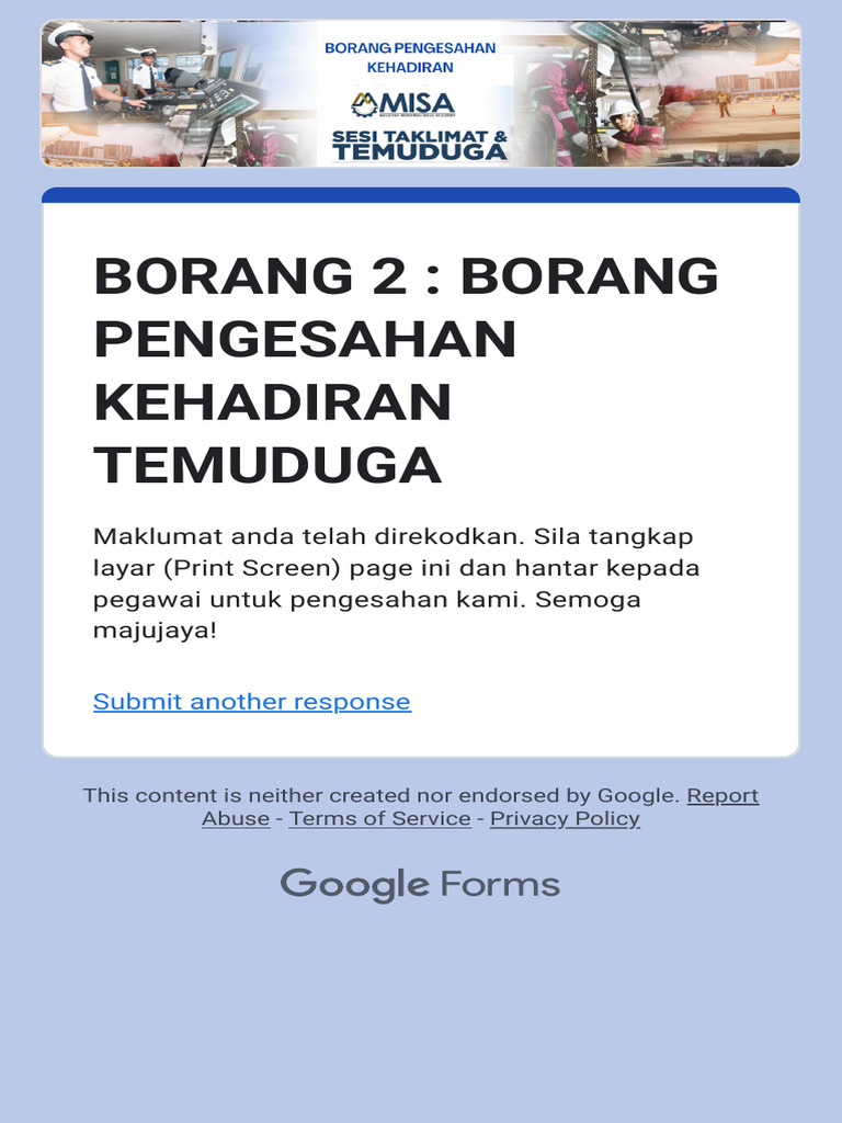 Borang 2 Borang Pengesahan Kehadiran Temuduga | PDF