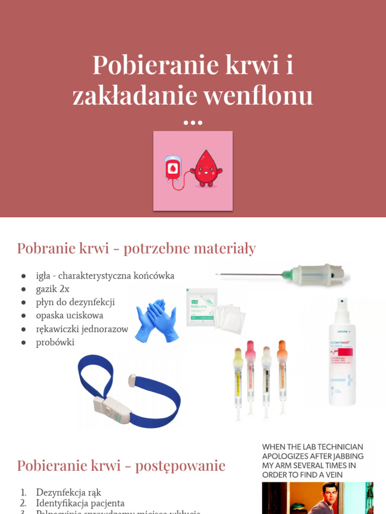 Pobieranie Krwi I Zakładanie Wenflonu | PDF