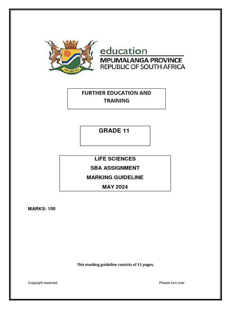 LFSC GR 11 Assignment (Marking Guideline) May 2024 - 102052 | PDF ...