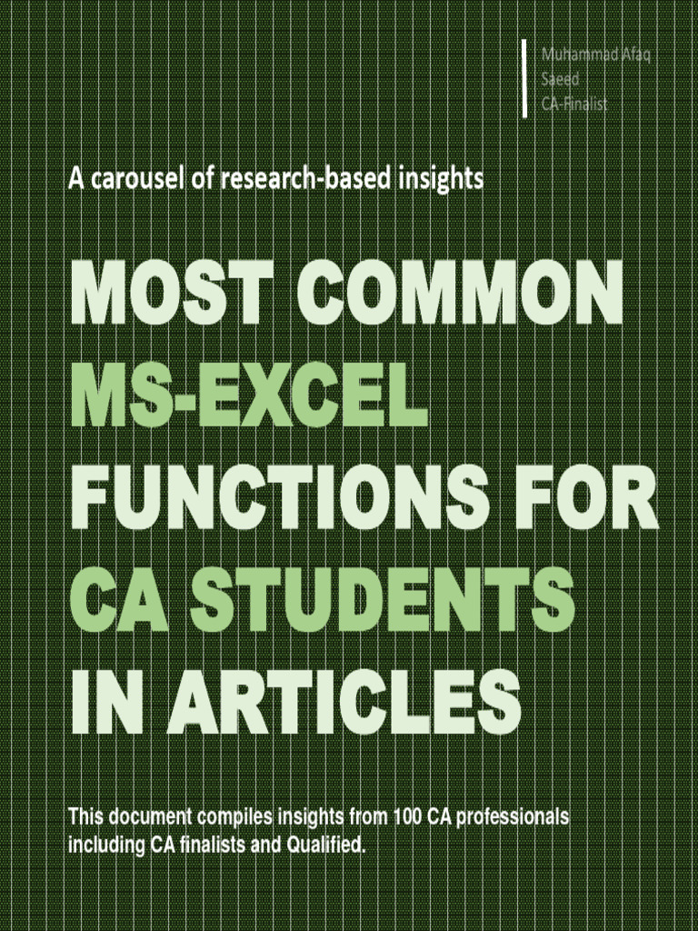 Most Useful Excel Formulas For A CA Trainee | PDF | Microsoft Excel ...