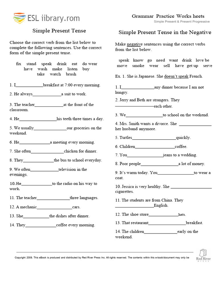 Simple Present Worksheet | PDF | Grammar | Linguistics