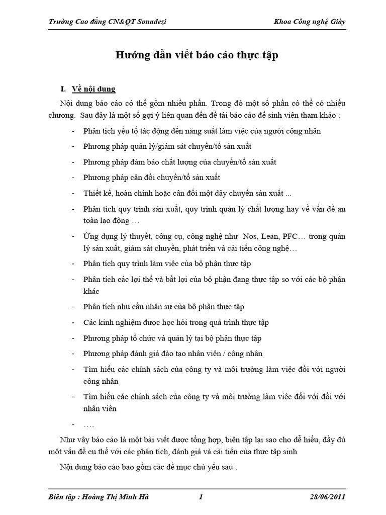 Huong Dan Viet Bao Cao Thuc Tap | PDF
